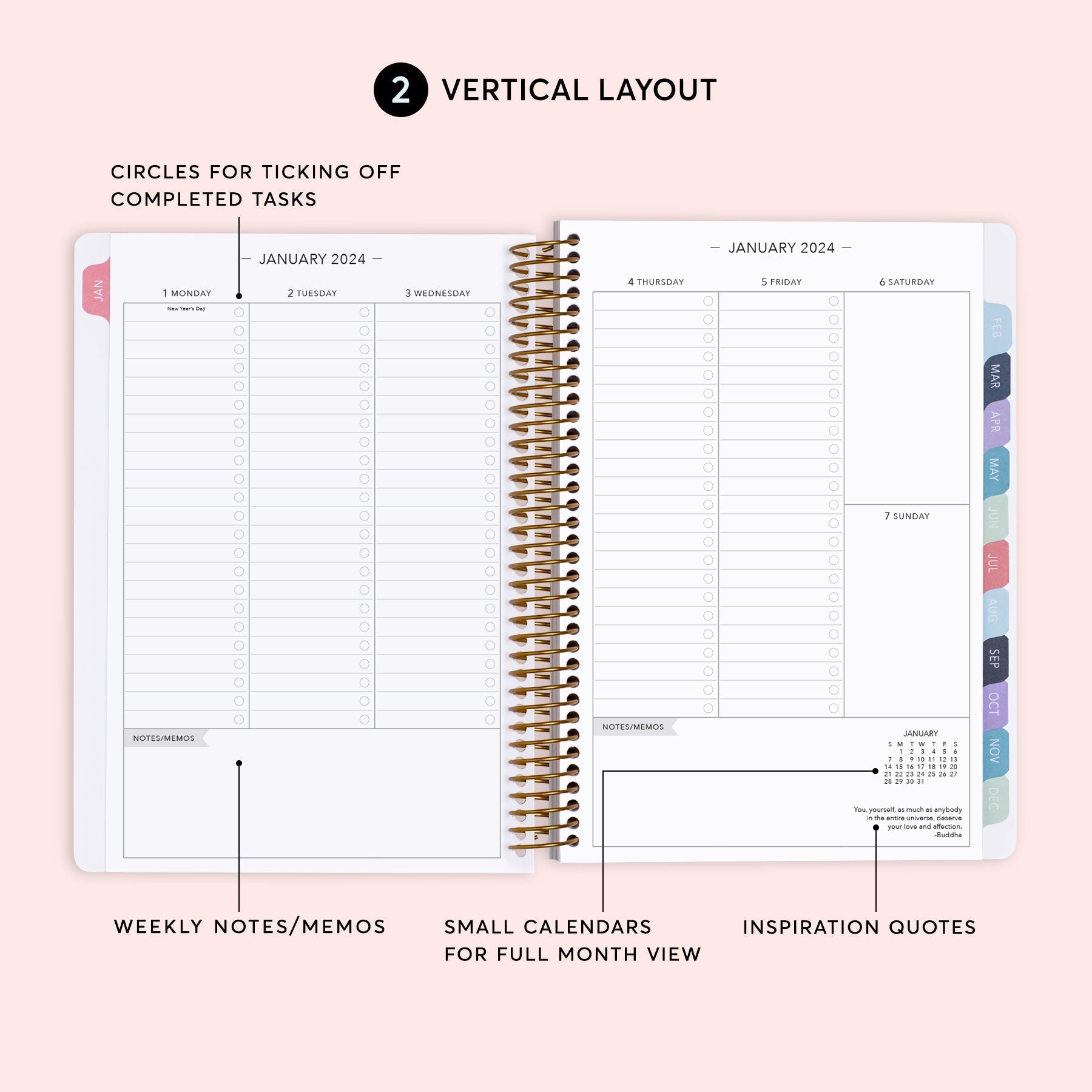 2025 Weekly Planner - Black White Color Block - Posy Paper Co.