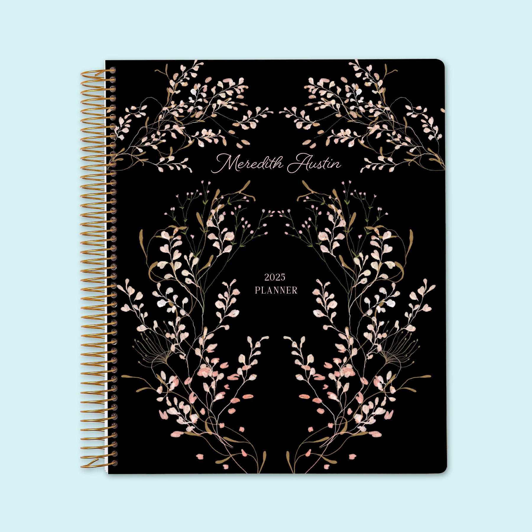2025 Custom Weekly Planner - Soft Pink Floral Frame Cover