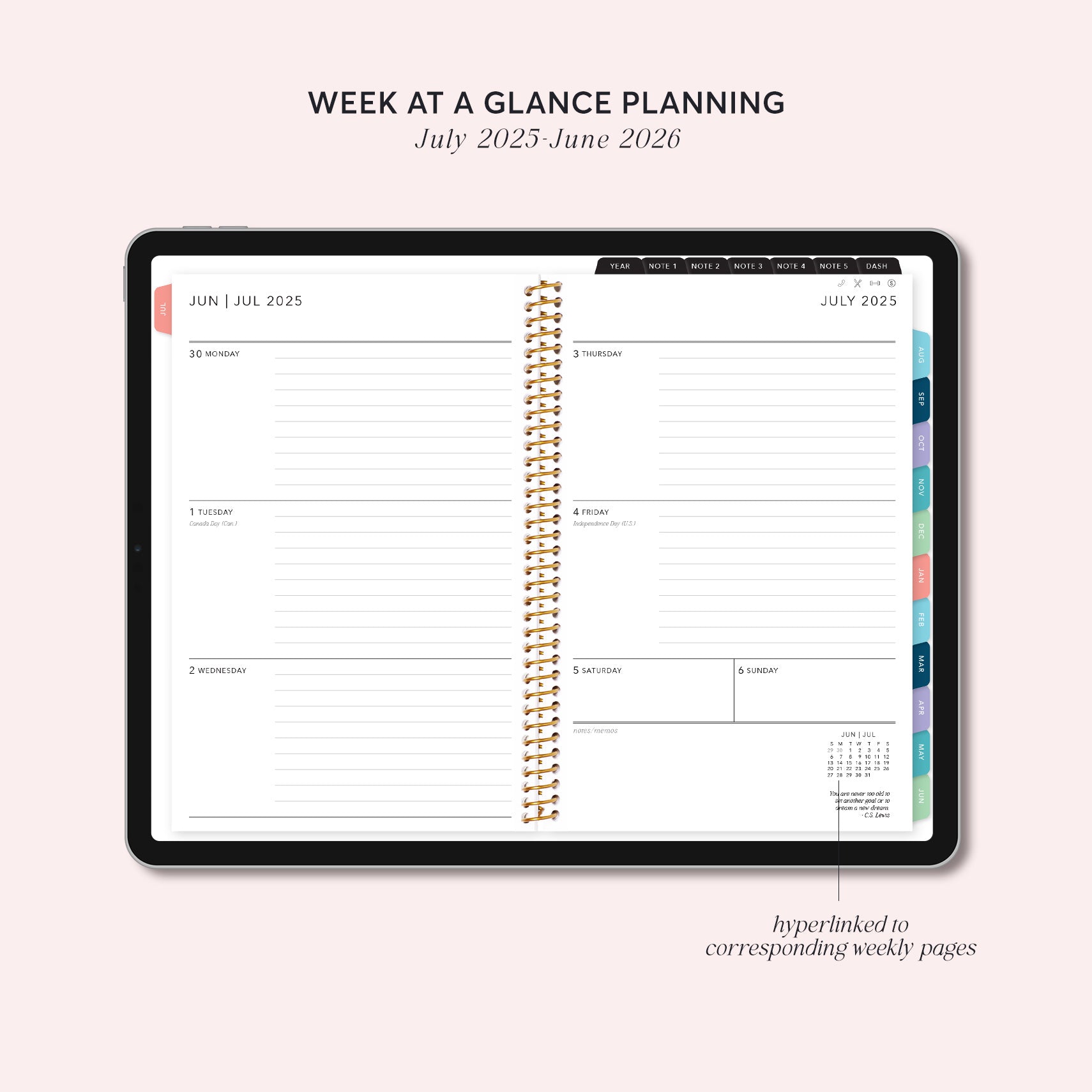 2025/2026 Academic Year - Digital Weekly Planner