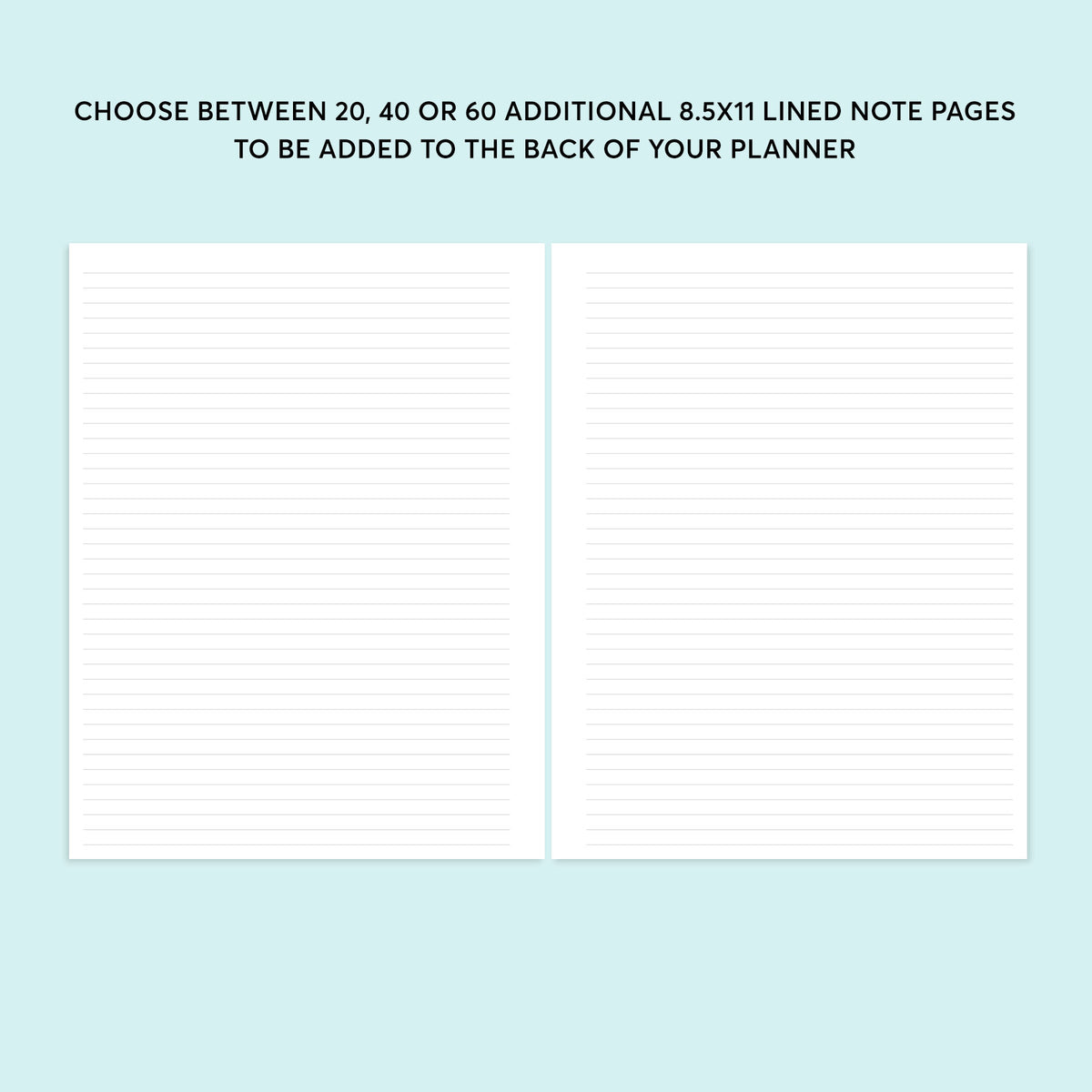 Additional Note Pages - for 8.5x11 planners - Posy Paper Co.