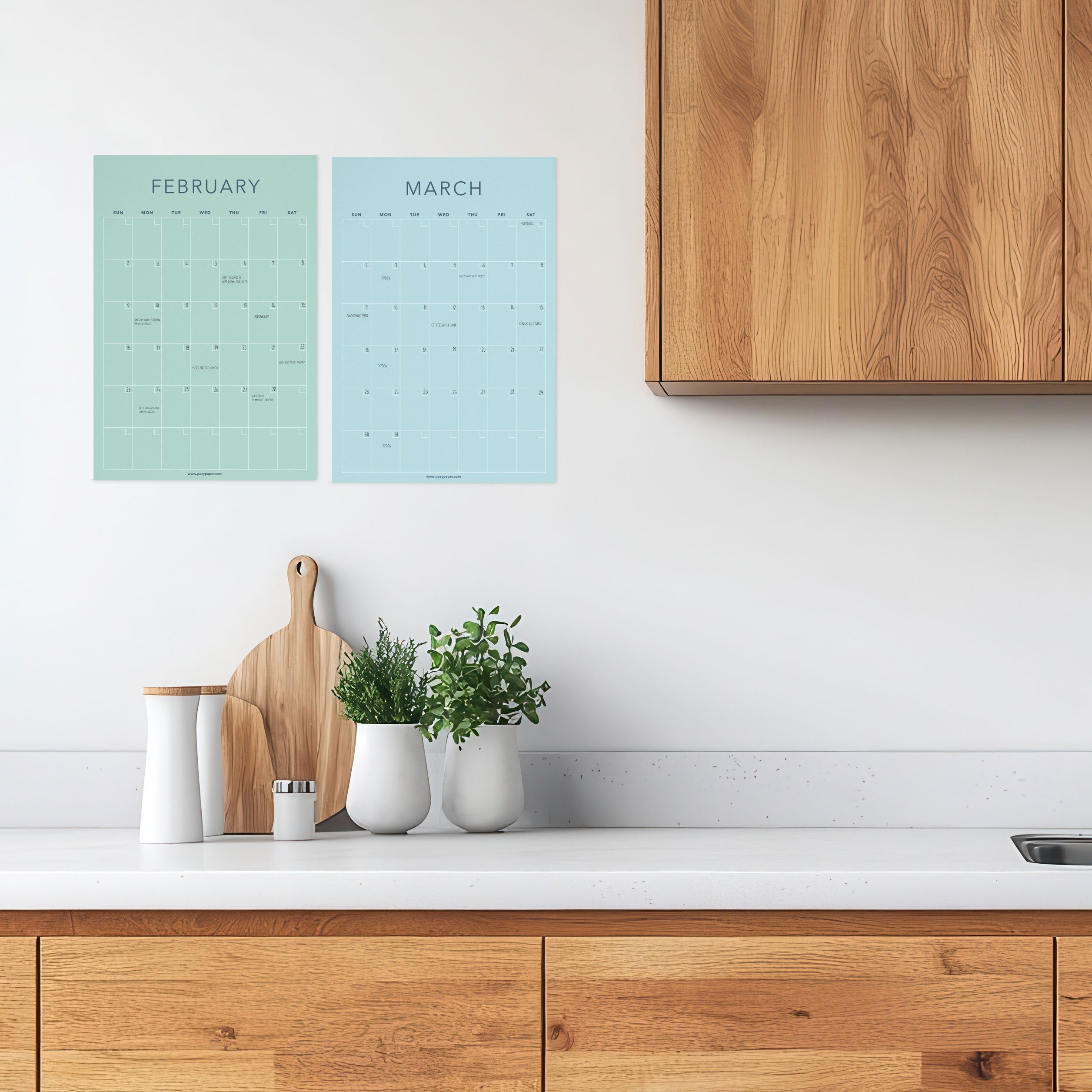 Large Undated Wall Calendar in Minimal Color | Posy Paper Co.