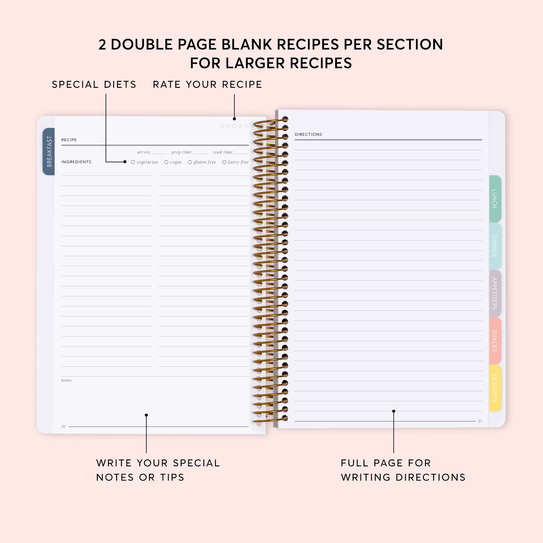 Custom Recipe Book – Floral Cover & Structured Recipe Sections